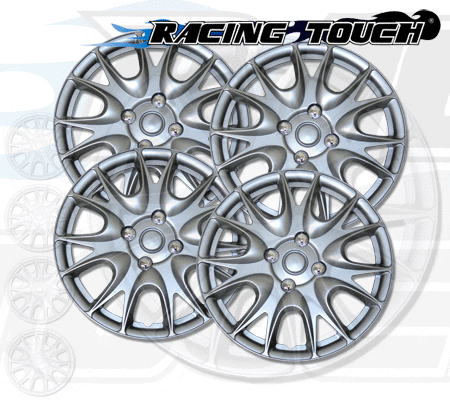 4pcs Set 15" Inches Metallic Silver Hubcaps Wheel Cover Rim Skin Hub ...