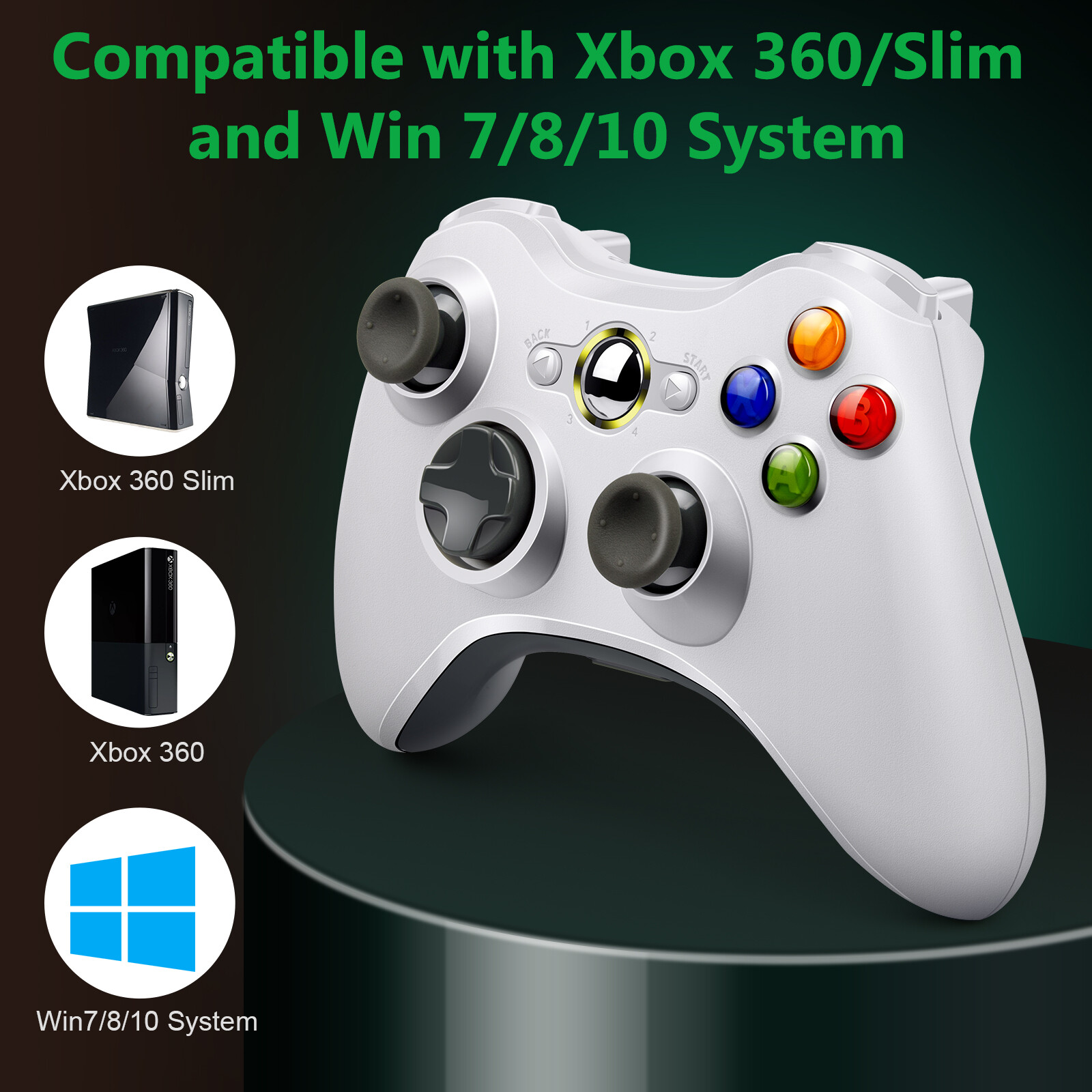 Wireless Bluetooth Controller For Xbox 360 Windows 11 10 8 7 PC Gamepad ...