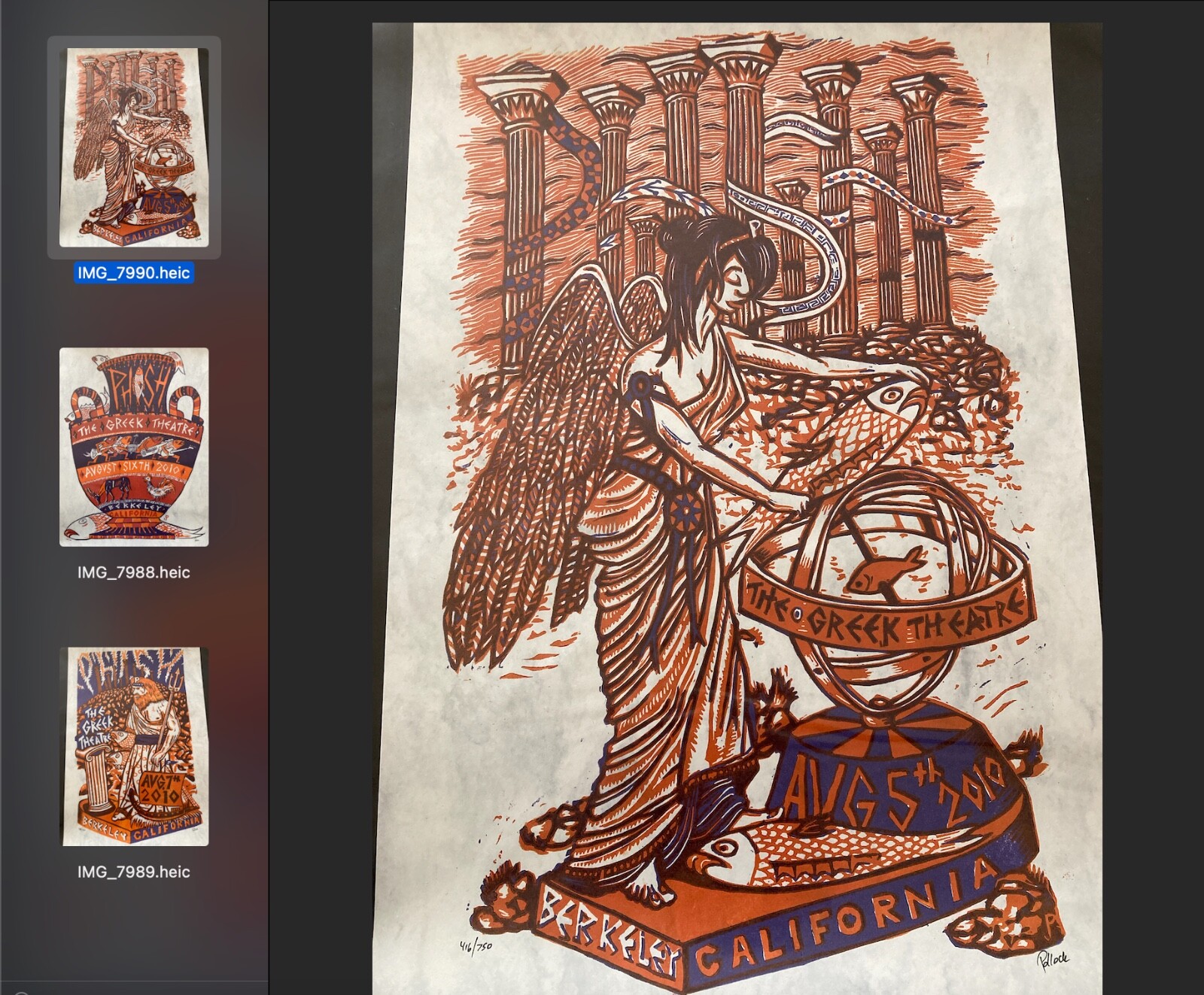 PHISH 2010 Greek Theatre - *MINT* JIM POLLOCK Poster Set: 8/5/10, 8/6 ...