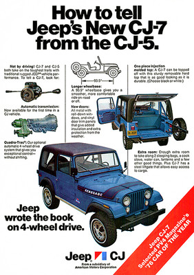 1976 New Jeep CJ-7 vs CJ-5 - Promotional Advertising Poster | eBay