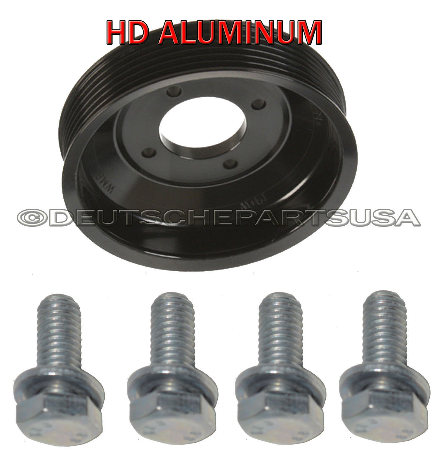 ALUMINUM WATER PUMP PULLEY + BOLTS 11511730554 HEAVY DUTY UPGRADE BMW ...
