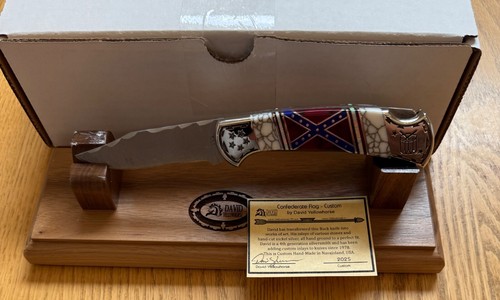 BUCK 109 CHIPPED FLINT DAVE YELLOWHORSE FLAG KNIFE NEVER USED IN BOX ...