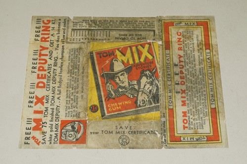ORIGINAL 1933 TOM MIX ADVENTURE STORIES BOOKLET CHEWING GUM 1C WAX PACK ...
