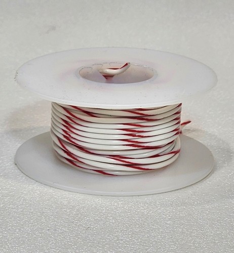 16 AWG UL1213 PTFE Type E Hook-up Wire WHITE w/ RED STRIPE 25 feet NEW ...