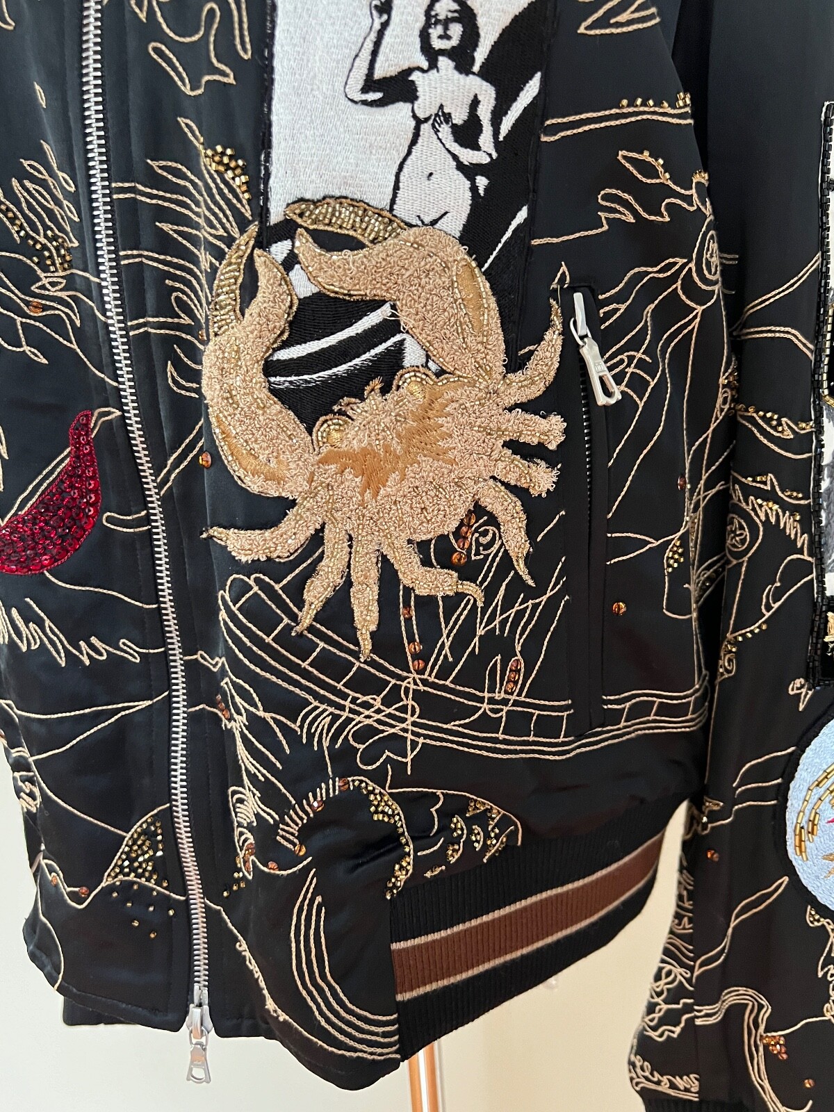 New Dries Van Noten Zodiac Astrology Embroidered Patch Beaded Bomber ...