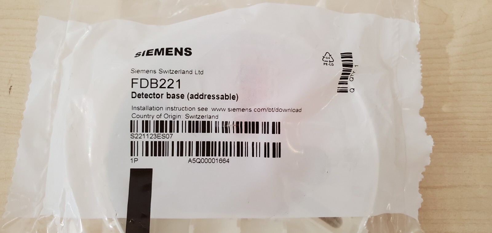 Siemens FDB221 Detector Base / Aufputz-Kabeleinführung bis Ø 6mm ...