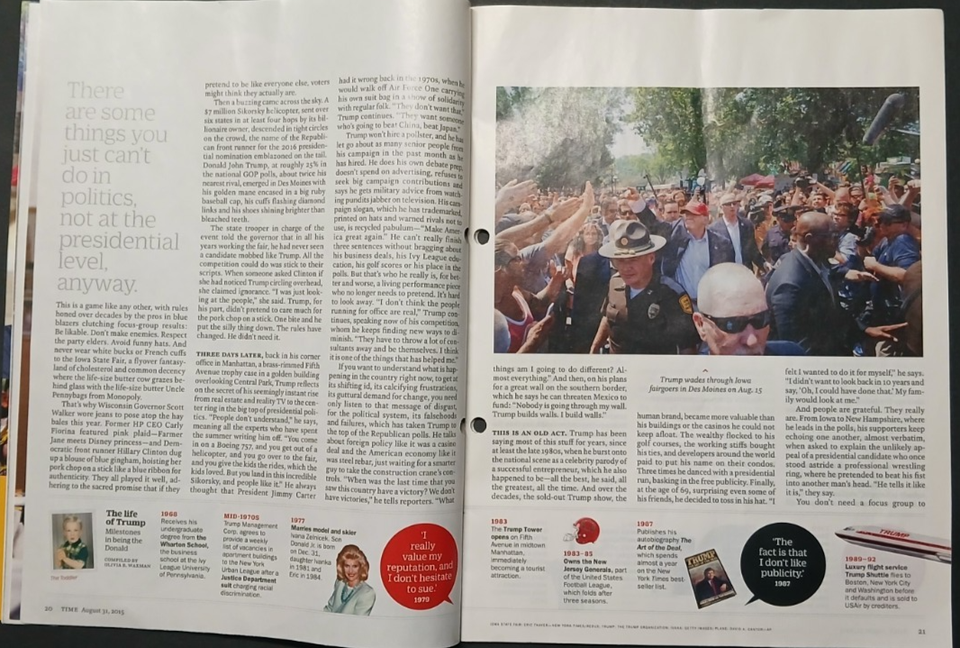 Donald Trump Deal With It TIME Magazine August 31 2015 Michael Scherer ...