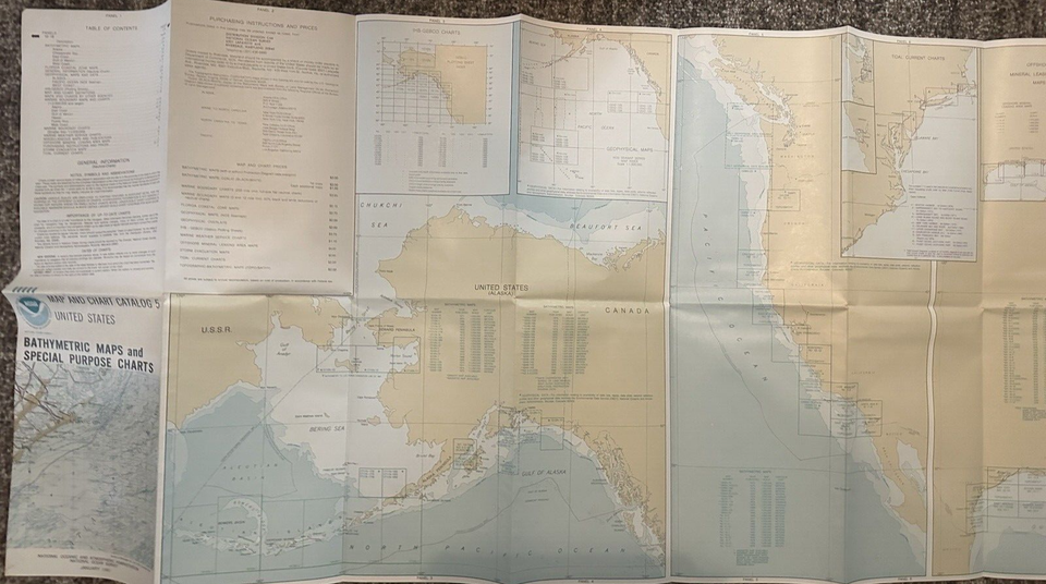 Map Bathymetric Maps Special Purpose Charts Jan 1981 Vintage NORA ...