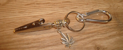 ROACH CLIP Smoke Clip Cannabis Leaf Tibetan Charm Carabiner Hook 1" Key ...
