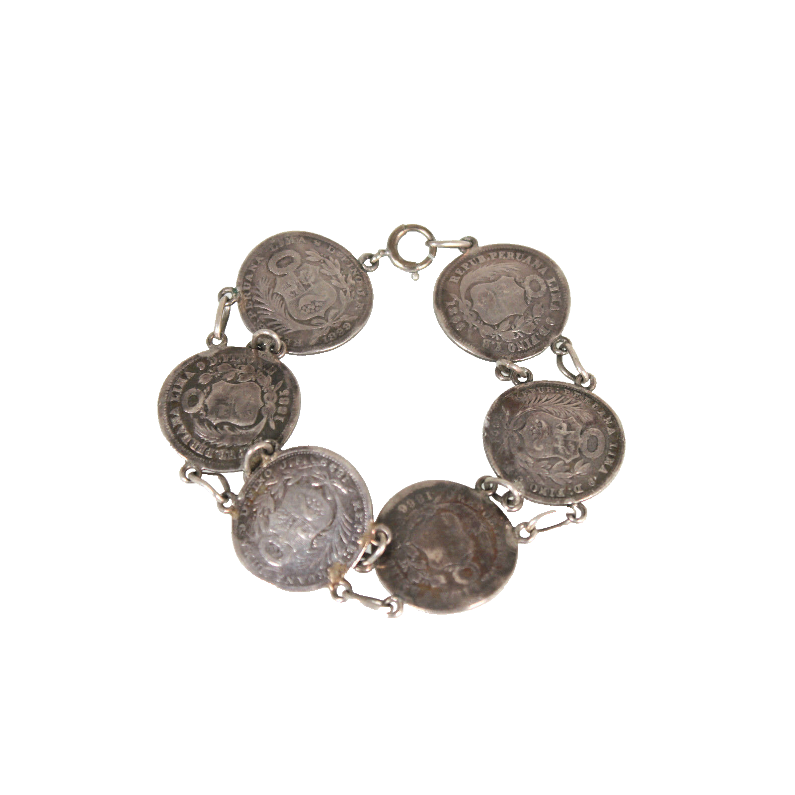 Silver Coin Bracelet Peru Coins Estate Jewelry Chunky Unique Jewelry | eBay