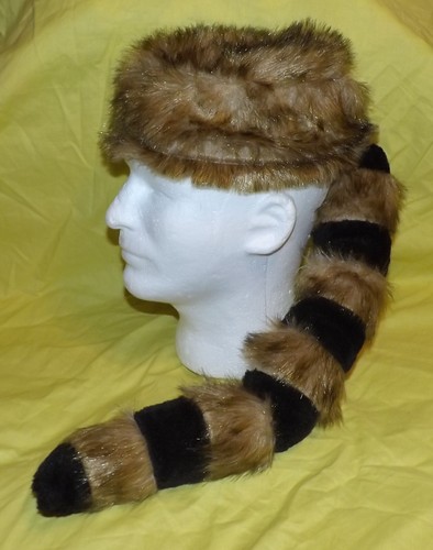 🔥Davey Crockett Daniel Boone Raccoon Coonskin Trapper Fur Costume Adult ...
