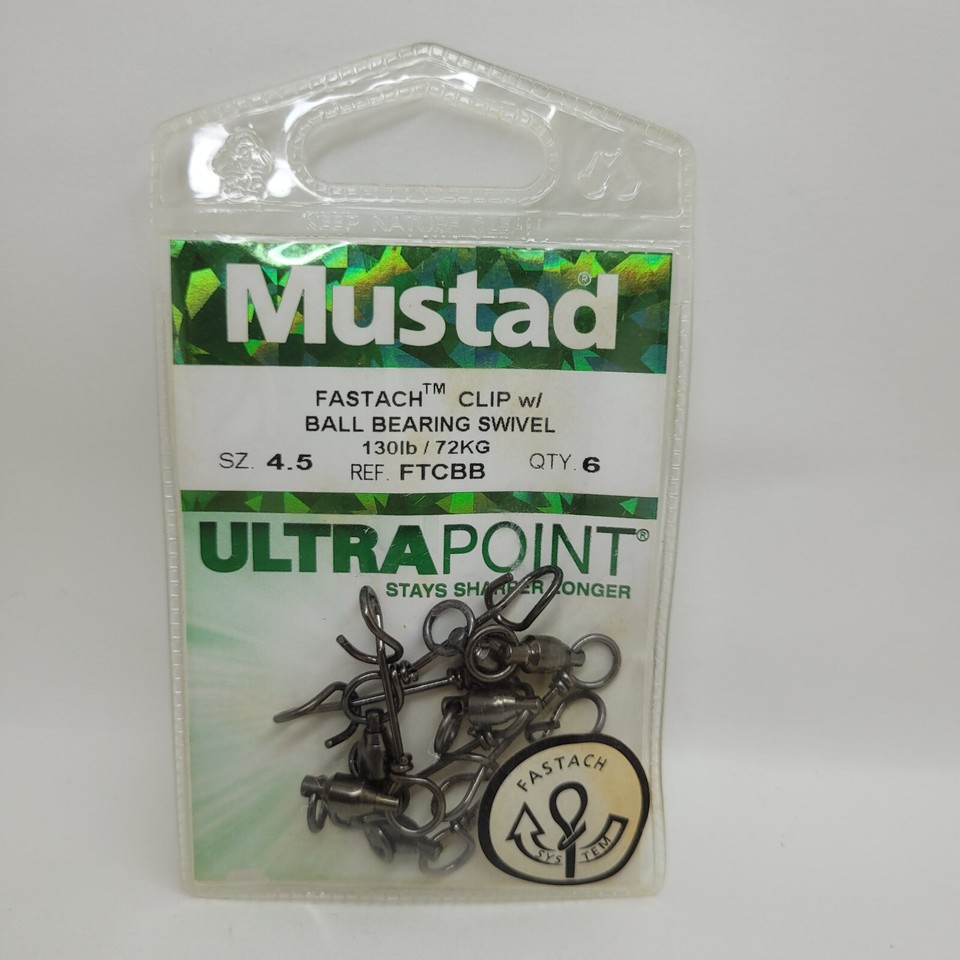 5pack Mustad Fastach Clip With Ball Bearing Fishing Swivel FTCBB SL | eBay