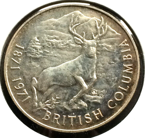 1971 CANADA BRITISH COLUMBIA COMMEMORATIVE SILVER ANNIVERSARY "ELK ...