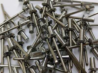 (QTY 50) Stainless steel 5/32 x 1/8 (diam. 4 mm ) Pop Rivets Grip range ...