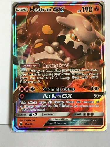 Heatran GX ULTRA RARE 25/236 SM Unified Minds Set Pokemon TCG Card NM ...