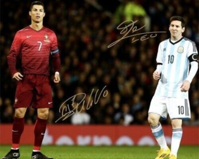 CRISTIANO RONALDO - LIONEL MESSI - 8 X 10 GLOSSY SIGNED PHOTO REPRINT ...
