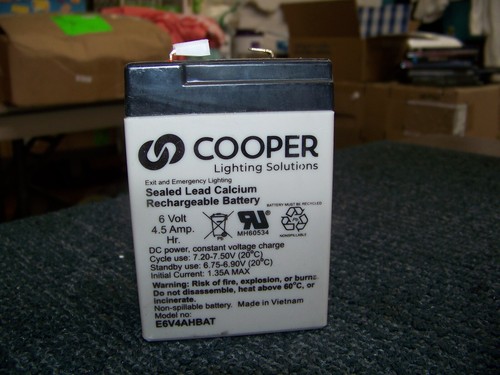 Cooper Exit & Emergency Calcium Rechargeable Battery 6 Volt 4.5 Amp ...