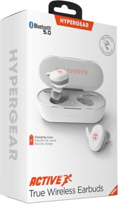 Hyper Gear Active True Wireless White Earbuds Portable Charging Case ...