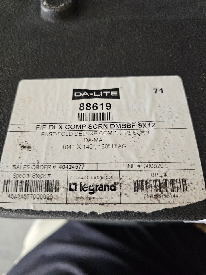 Da Lite Fast Fold Deluxe Standard Leg Frame & Screen 9x12 - With Road ...