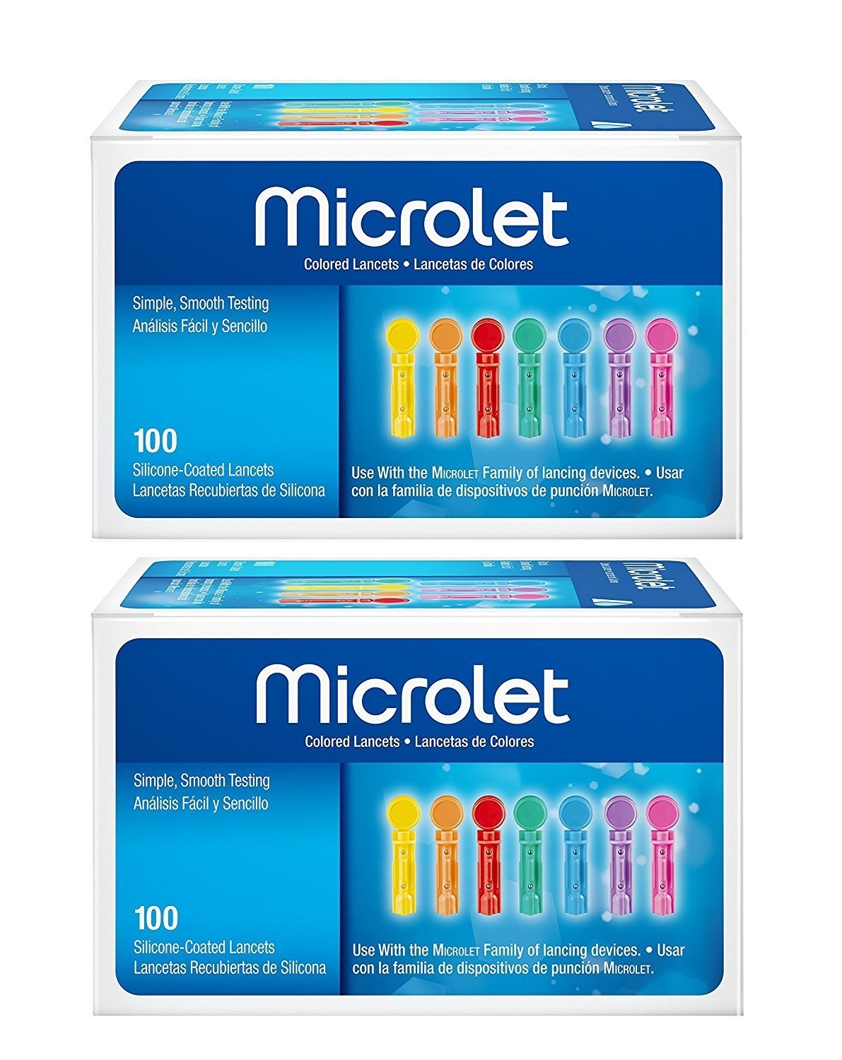 Bayer Microlet Colored Lancets Silicone-Coated Smooth Testing 100 Each ...