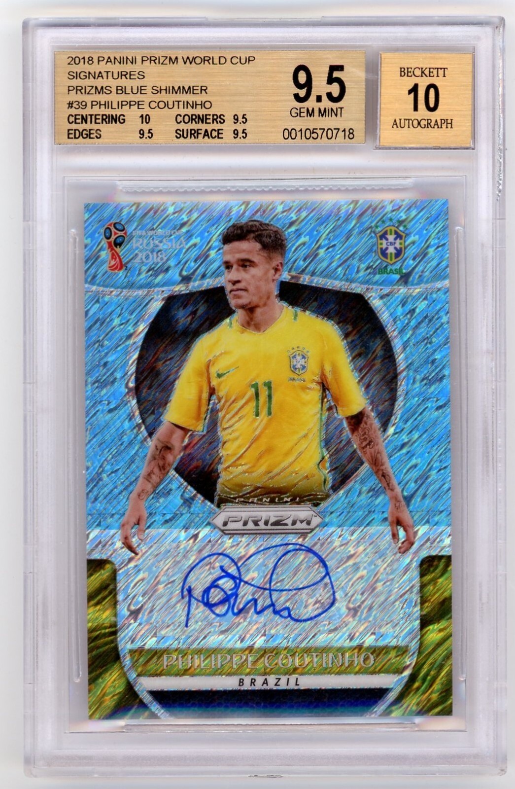 2018 Panini Prizm World Cup - Signatures Philippe Coutinho #S-PCO Blue ...