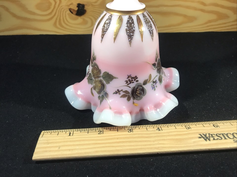 Fenton Barbie Pink Gold Roses Designer Bell #27 LE Hand Painted Artist ...
