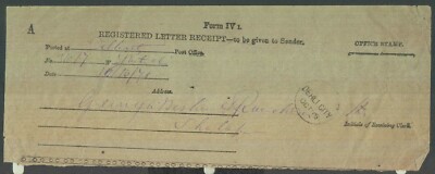 British India Registered Letter Receipt 16 Oct 878 Delhi City Pin Holes ...