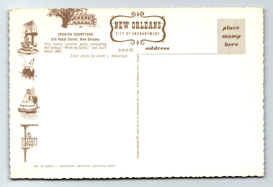 Postcard 4x6 LA Spanish Courtyard Royal Street New Orleans Wishing ...