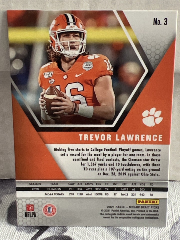 2021 Panini Mosaic Draft Picks Trevor Lawrence Silver Rookie RC ...