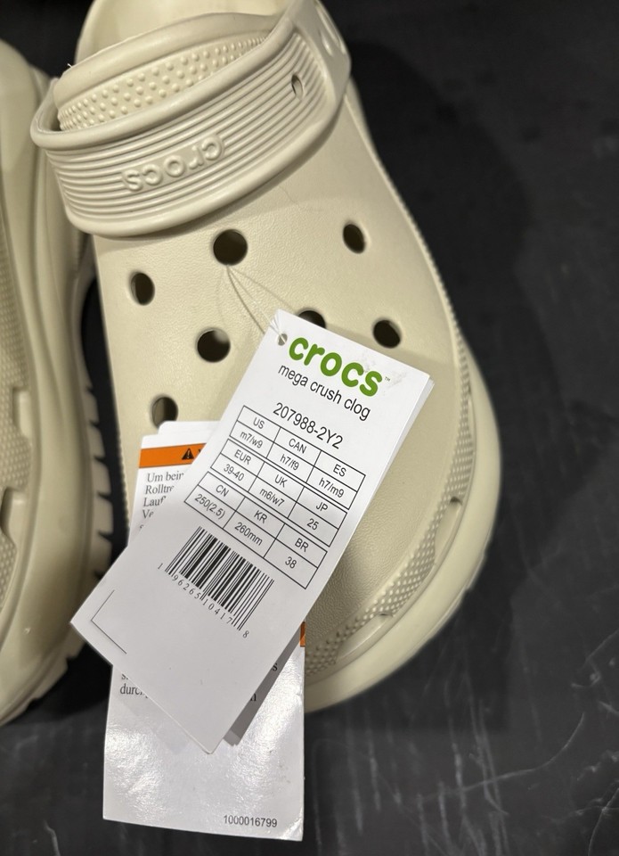 Crocs Classic Mega Crush Clog Ivory Bone M7/W9 Unisex Platform Sandal ...