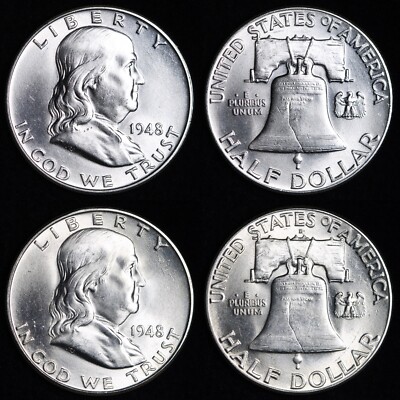 1948 & 1948-D Franklin Half Dollar BU UNCIRCULATED MS 2 Coin Set! | eBay