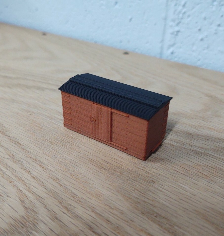HOn30 14ft WOOD STYLE BOXCAR kit. No trucks/couplers. OXIDE RED. 3D ...