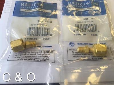 WESTERN 103 104 OXYGEN ACETYLENE HOSE ADAPTORS - "A" HOSE to "B" TORCH ...