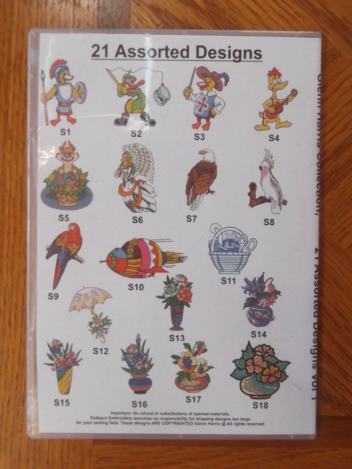 Glenn Harris Embroidery Design CD - Assorted Designs Volume 1 | eBay