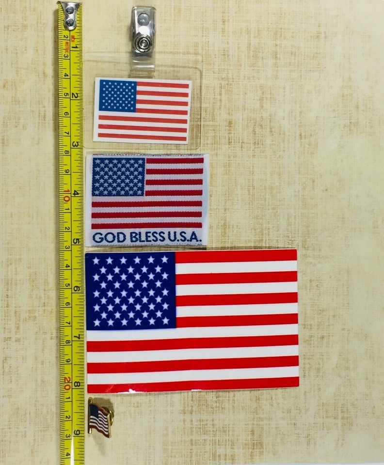 American Flag Collection Pinback Sticker Badge Sew On Patch July 4th ...
