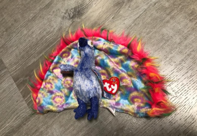 Ty Beanie Babies FLASHY Peacock Soft Plush Toy Rainbow Stuffed Animal 6 ...