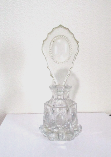 COLLECTIBLE GLASS CRYSTAL PERFUME BOTTLE WITH FAN SHAPE STOPPER~7 ...
