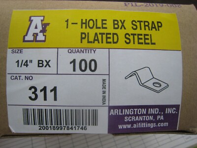 100 Arlington 311 1/4" 1-Hole BX Strap for 1/4" Rigid Pipe Plated steel ...