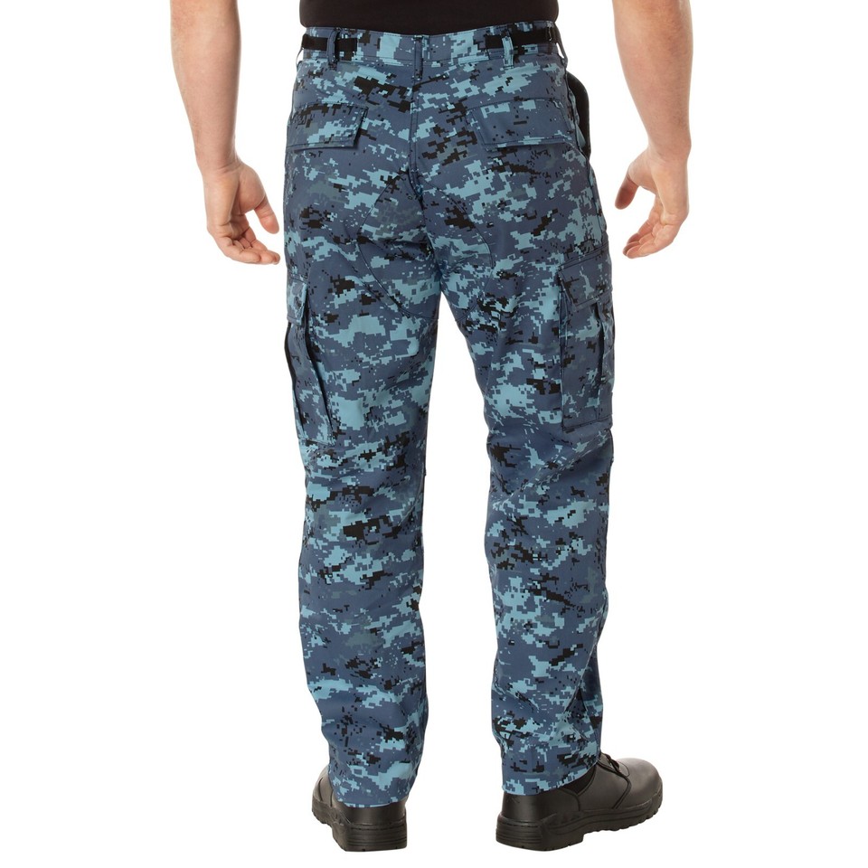 Men's Sky Blue Digital Camo BDU Cargo Pants - Tactical Military Style ...