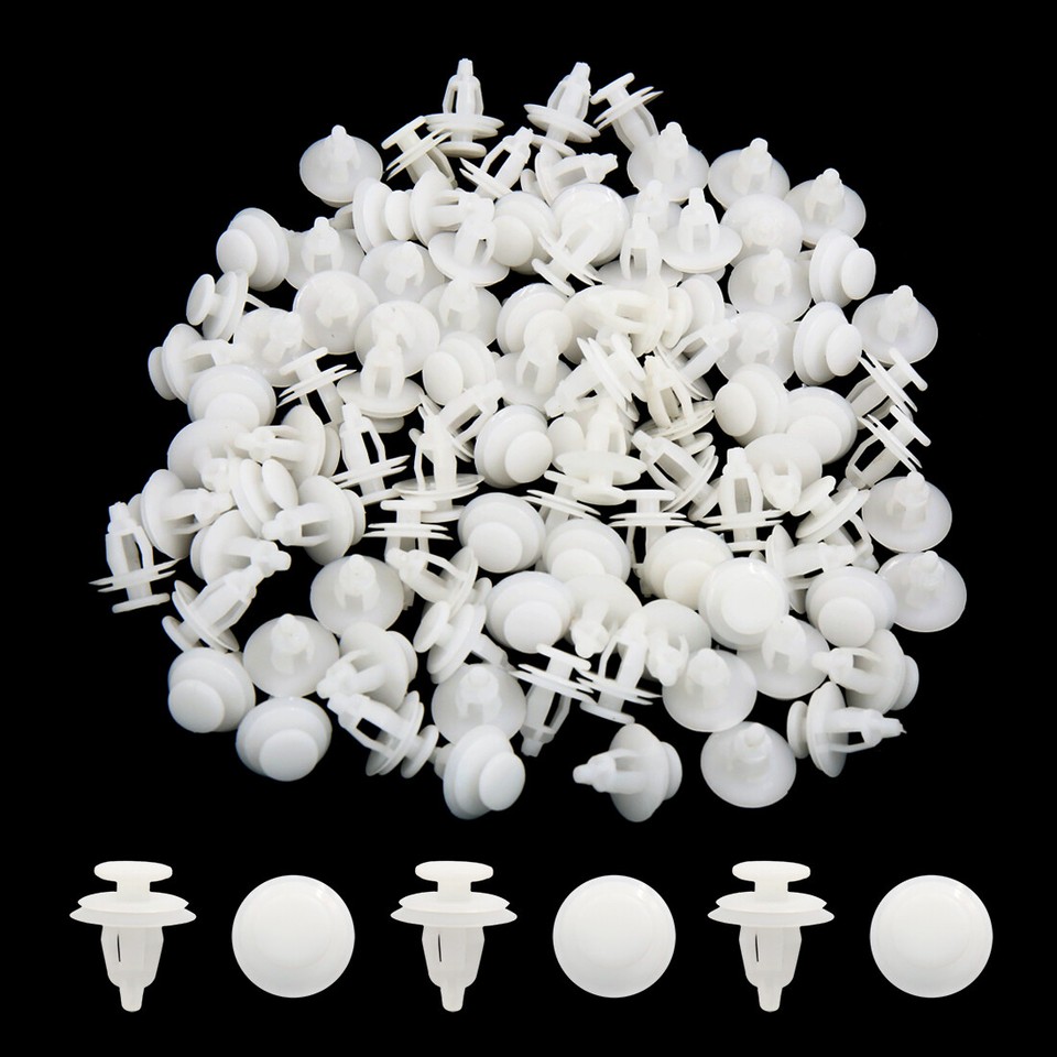 100Pcs 8mm Hole White Plastic Push in Rivet Interior Trim Panel Car ...