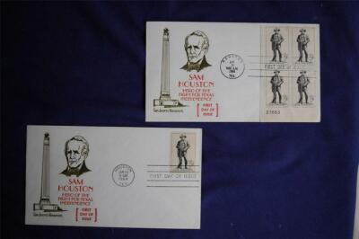 Sam Houston 5c Stamp 2 FDCs Centennial Sc#1242 02597 Texas Independence ...