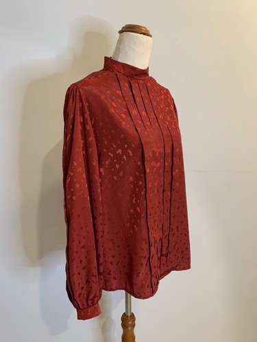 Fletcher Jones Autumn Rust blouse pleat front button back Size 12 ...