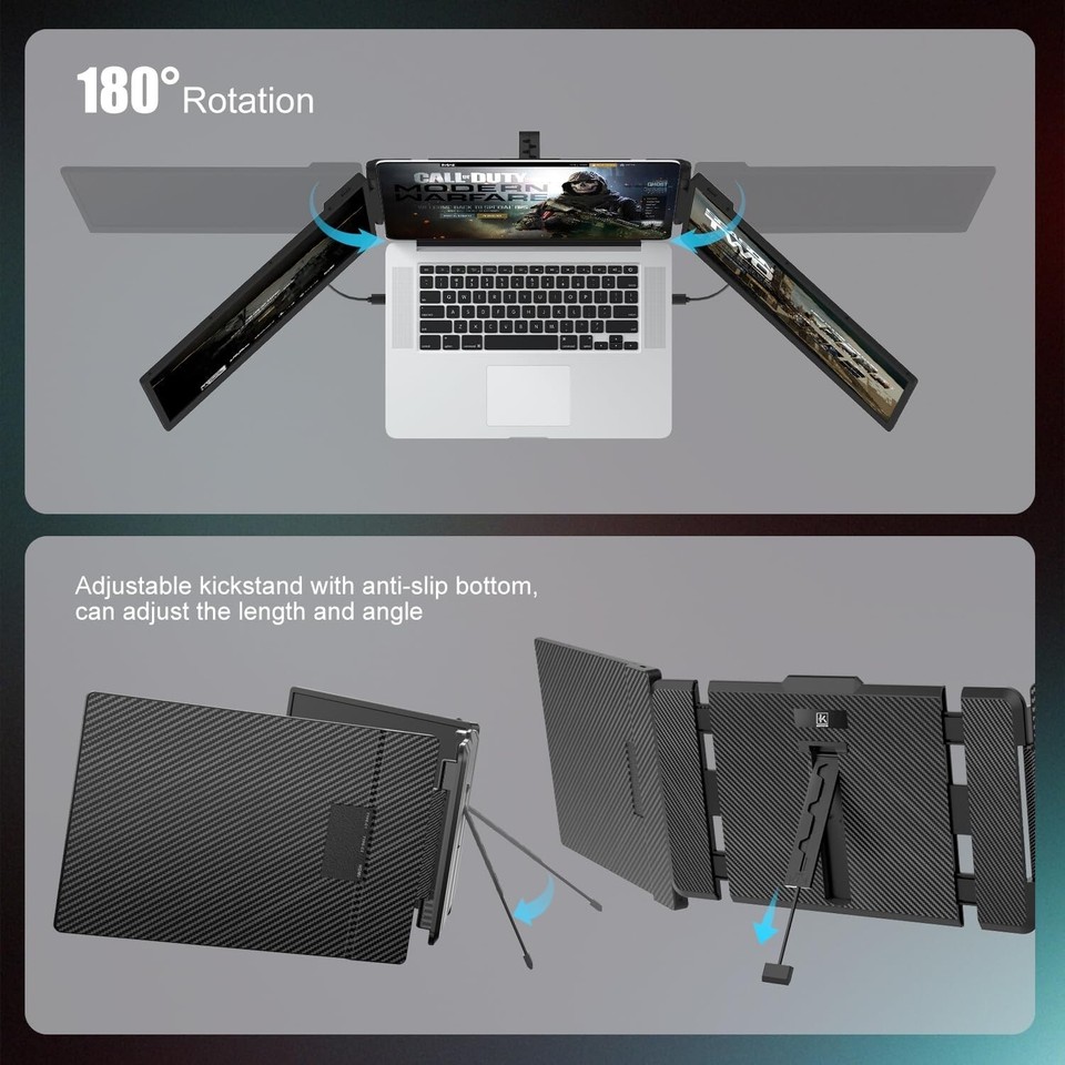 KEFEYA Portable Monitor for Laptop,14" Laptop Screen Extender, 1080P ...