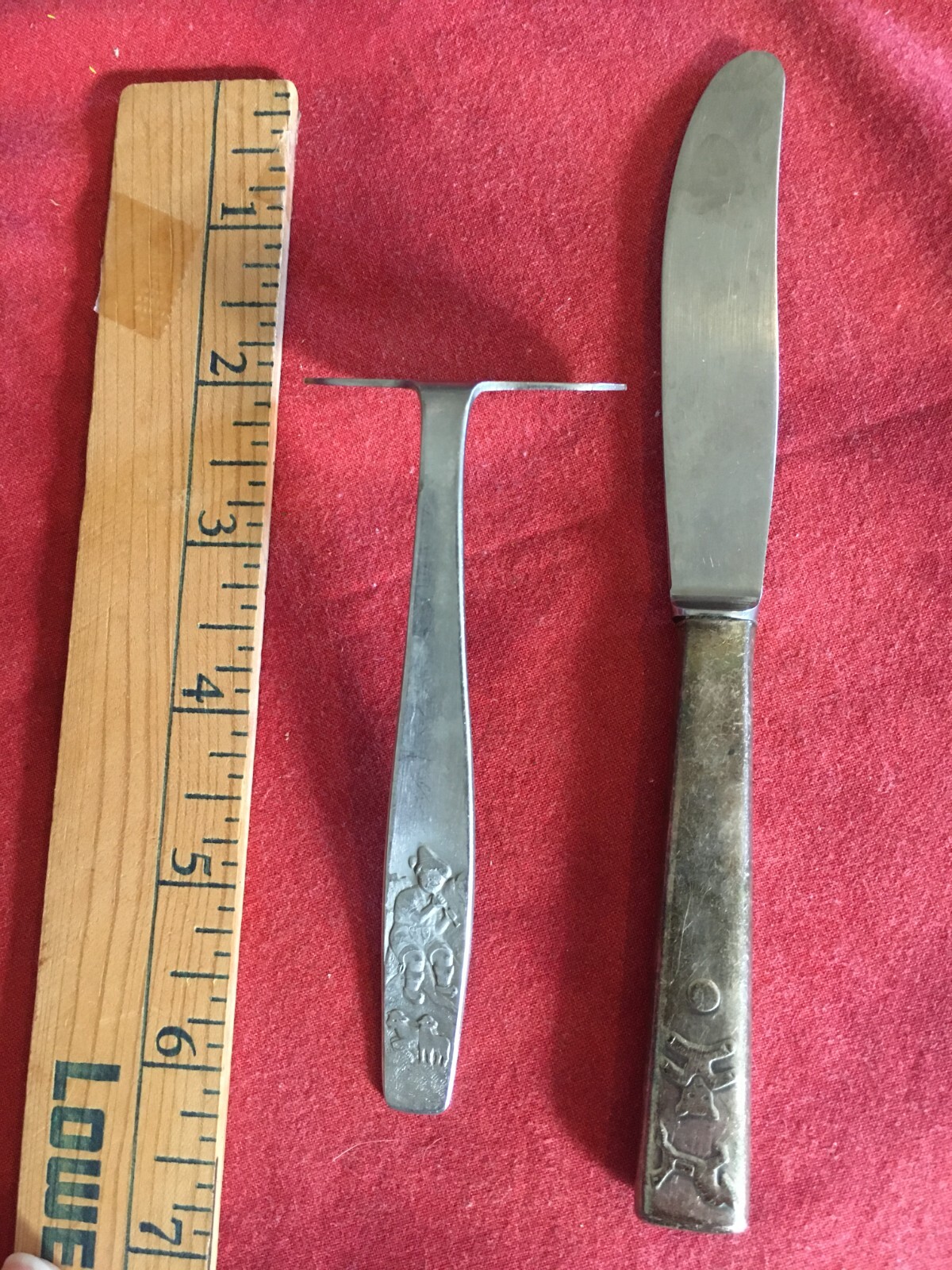 Vintage OXYDEX, Germany, Child's Food Pusher and First Knife, decorated ...