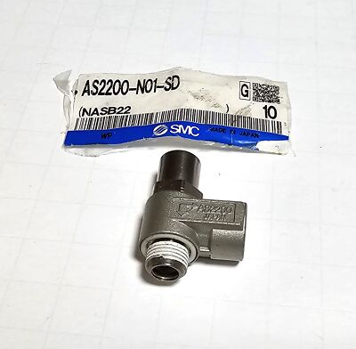 SMC AS2200-N01-SD Tamper Proof Flow Control Meter Out Pneumatic Fitting ...