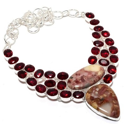 Leopard Skin Jasper, Garnet Gemstone 925 Sterling Silver Jewelry ...