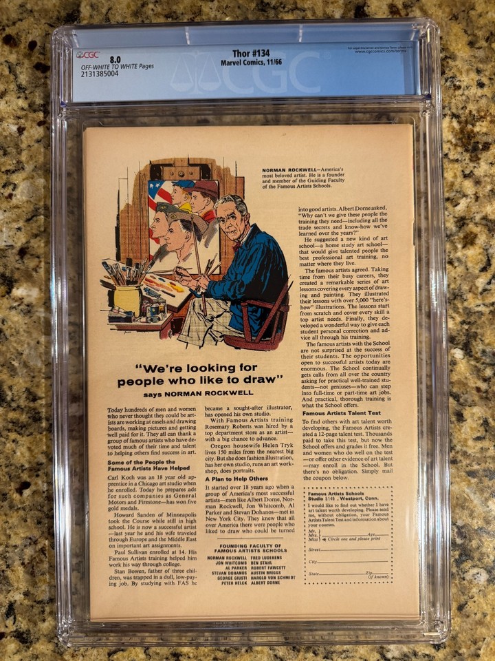 THOR #134 CGC 8.0 VF / 1ST HIGH EVOLUTIONARY FAFNIR MAN-BEAST / MARVEL ...