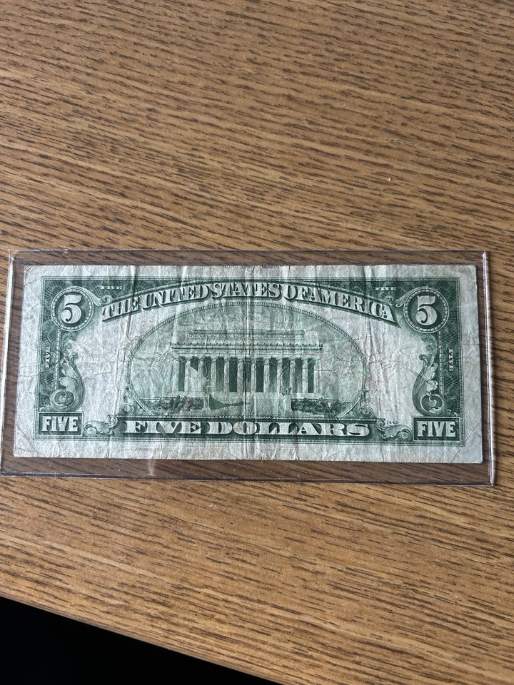 1928 C Five Dollar $5 Bill Red Seal United States Note CIRCULATED ...