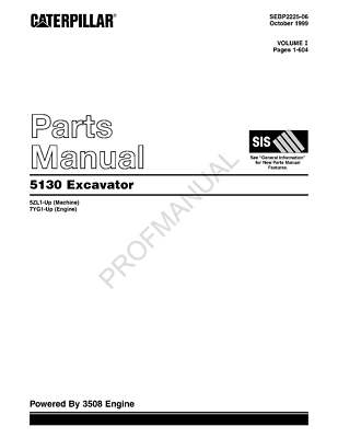 Caterpillar Cat 5130 Excavator Parts Catalog Manual | eBay