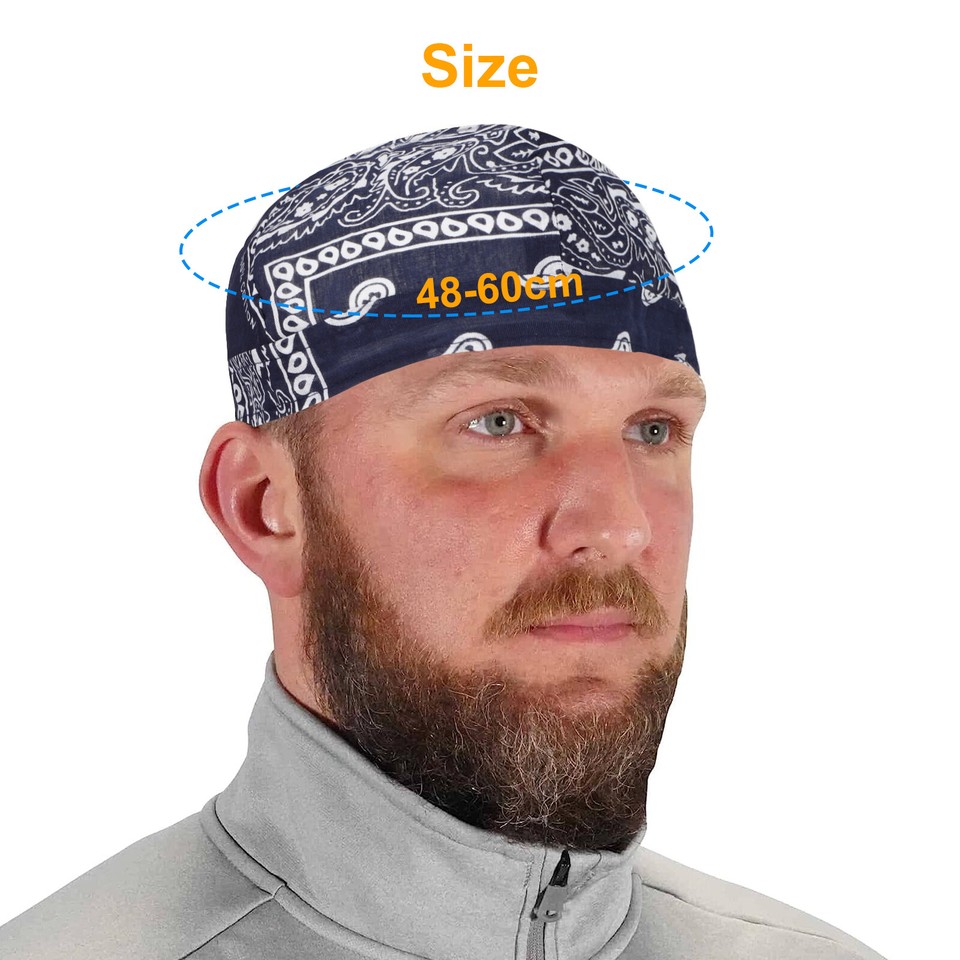 6pcs Men's Biker Head Wrap Doo Rag Skull Cotton Caps Motorcycle Cycling ...
